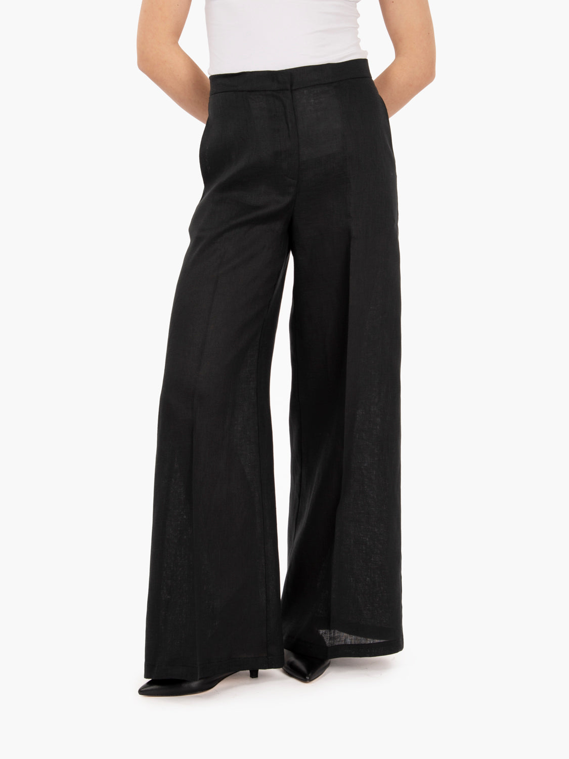 LIVIANA CONTI - Pantaloni Deanna in lino nero | STIMM