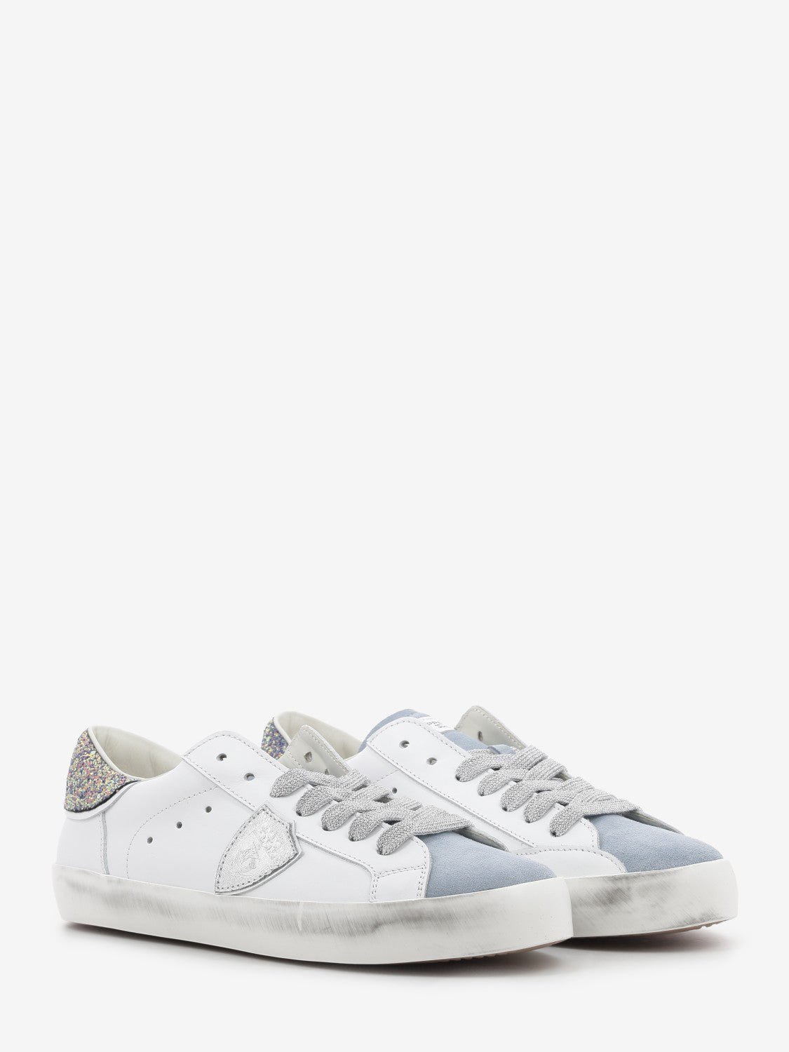 Philippe Model Junior - PRSX leather and suede with glitter heel tab ...