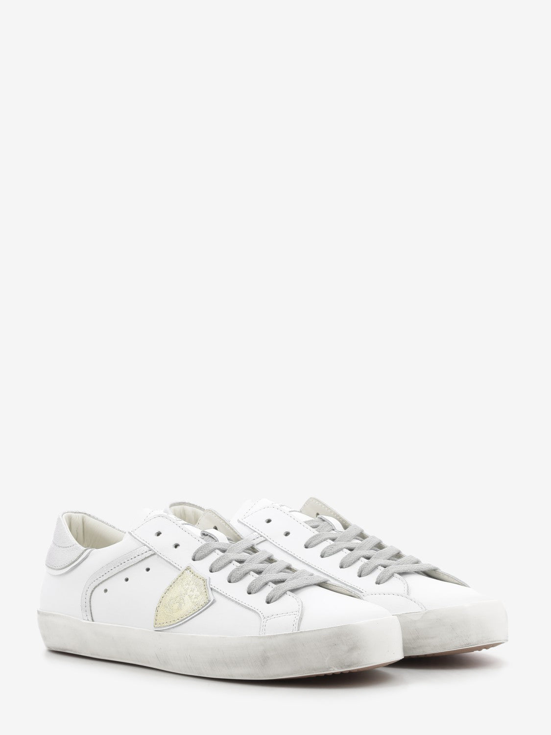 Philippe Model Junior - PRSX leather sneakers with laminated heel tab ...