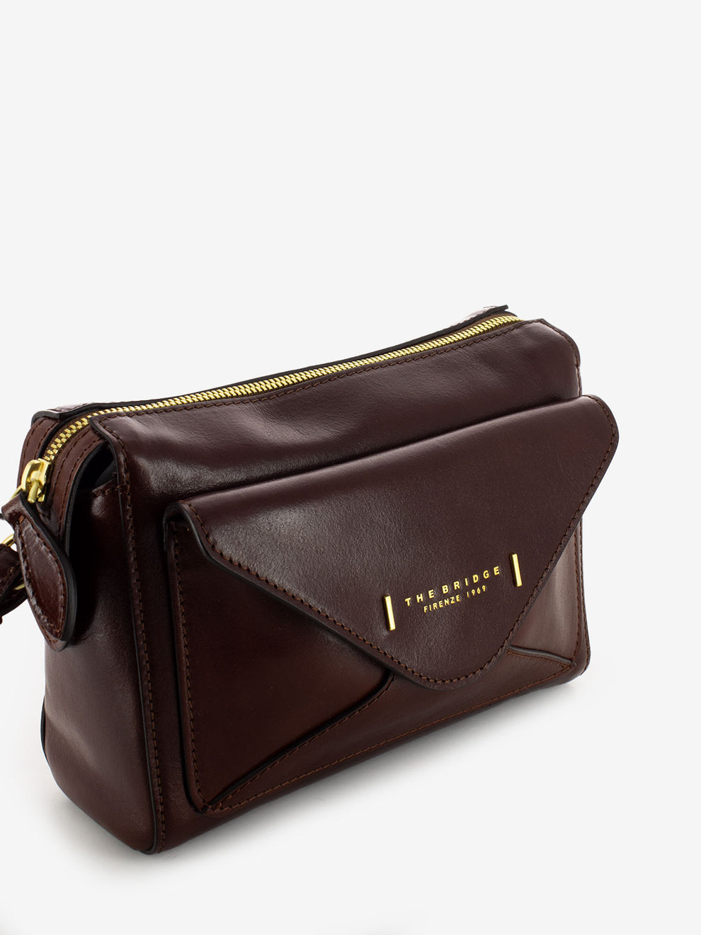 Pelle Borsa Messenger The Bridge The Bridge Frida brown leather ...