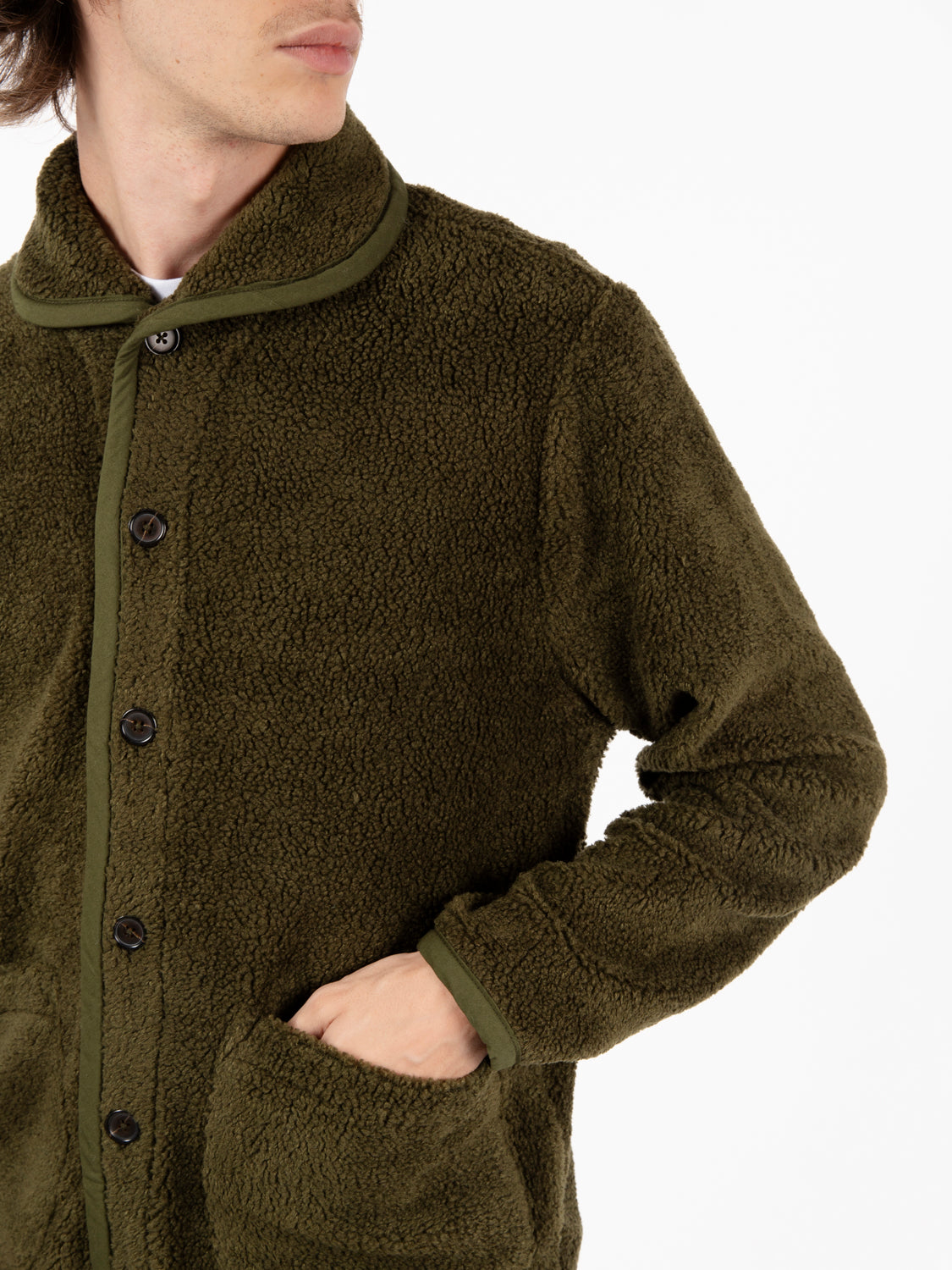 Universal Works - Lancaster fleece jacket olive | STIMM